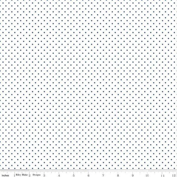 Swiss Dot in Denim on White | Hawthorne Supply Co