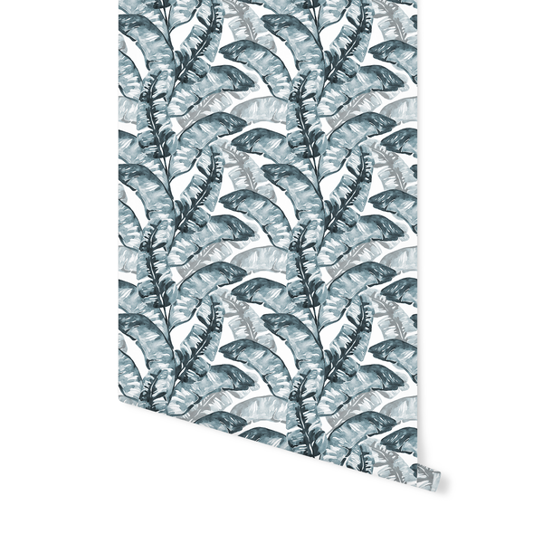 Banana Palms in Teal Wallpaper by Erin Kendal | Hawthorne Supply Co