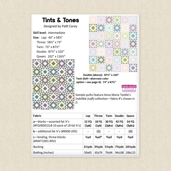 Tints and Tones Sewing Pattern by Patti's Patchwork | Hawthorne Supply Co