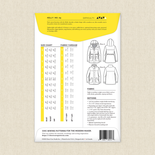 Kelly Anorak Sewing Pattern by Closet Core Patterns | Hawthorne Supply Co