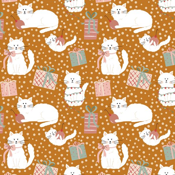 Christmas Kitties in Mustard | Hawthorne Supply Co