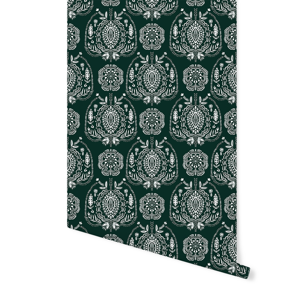 Medallions in Hunter Green Wallpaper by Shopcabin | Hawthorne Supply Co