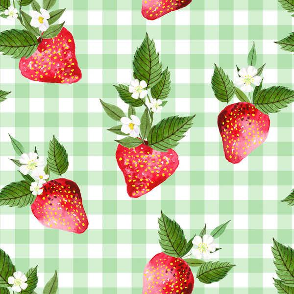 Large Strawberries in Leafy Green Gingham | Hawthorne Supply Co