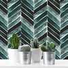 Painted Chevron in Deep Blue Green Wallpaper by Crystal W Design ...