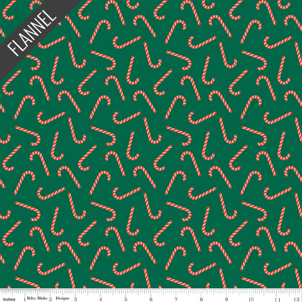 Candy Canes Flannel in Green | Hawthorne Supply Co