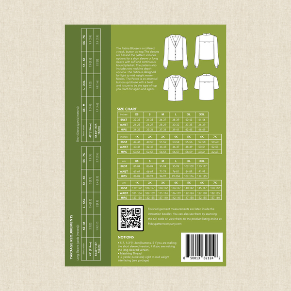 Patina Blouse Sewing Pattern by Friday Pattern Company | Hawthorne ...